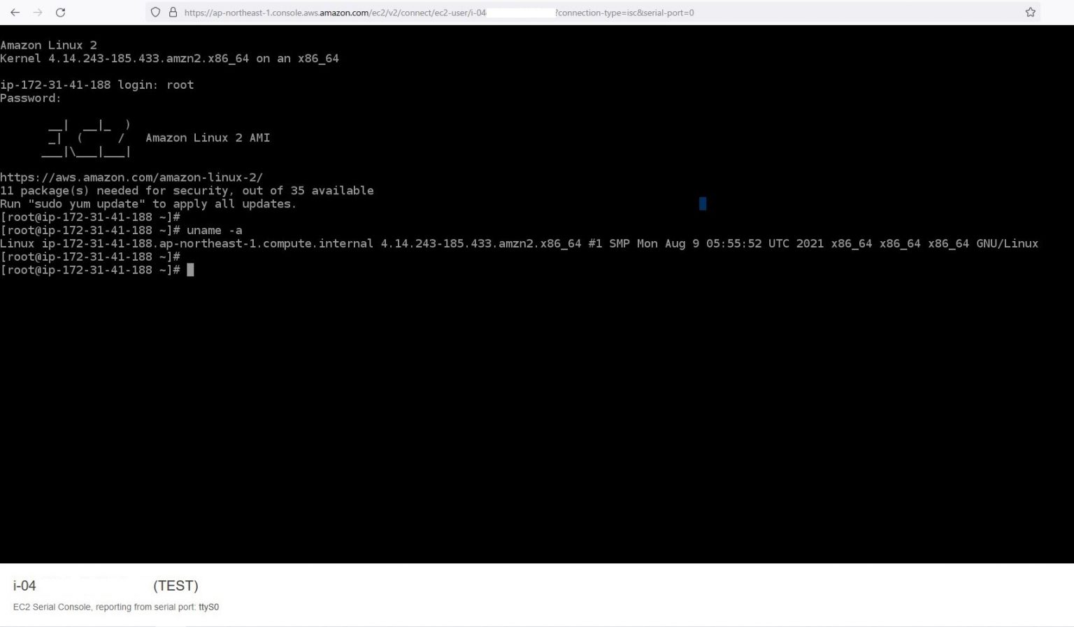 AWS EC2シリアルコンソール設定 | クラウド(AWS)に特化したオンライン・エンジニアリングスクール｜とらくら